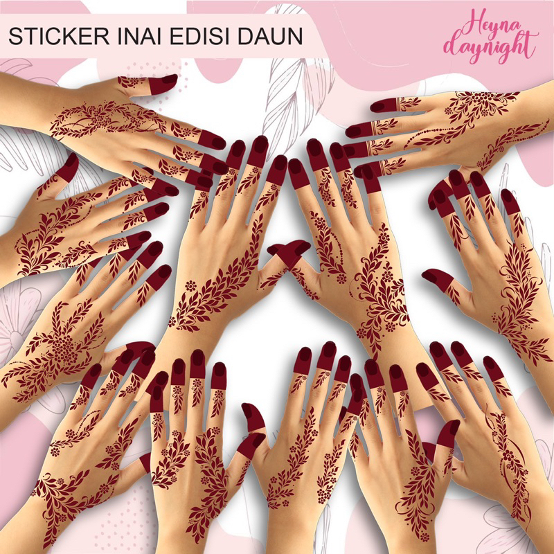 [NEW🔥] STICKER INAI DESIGN DAUN 2023 by Heynadaynight | Shopee Malaysia