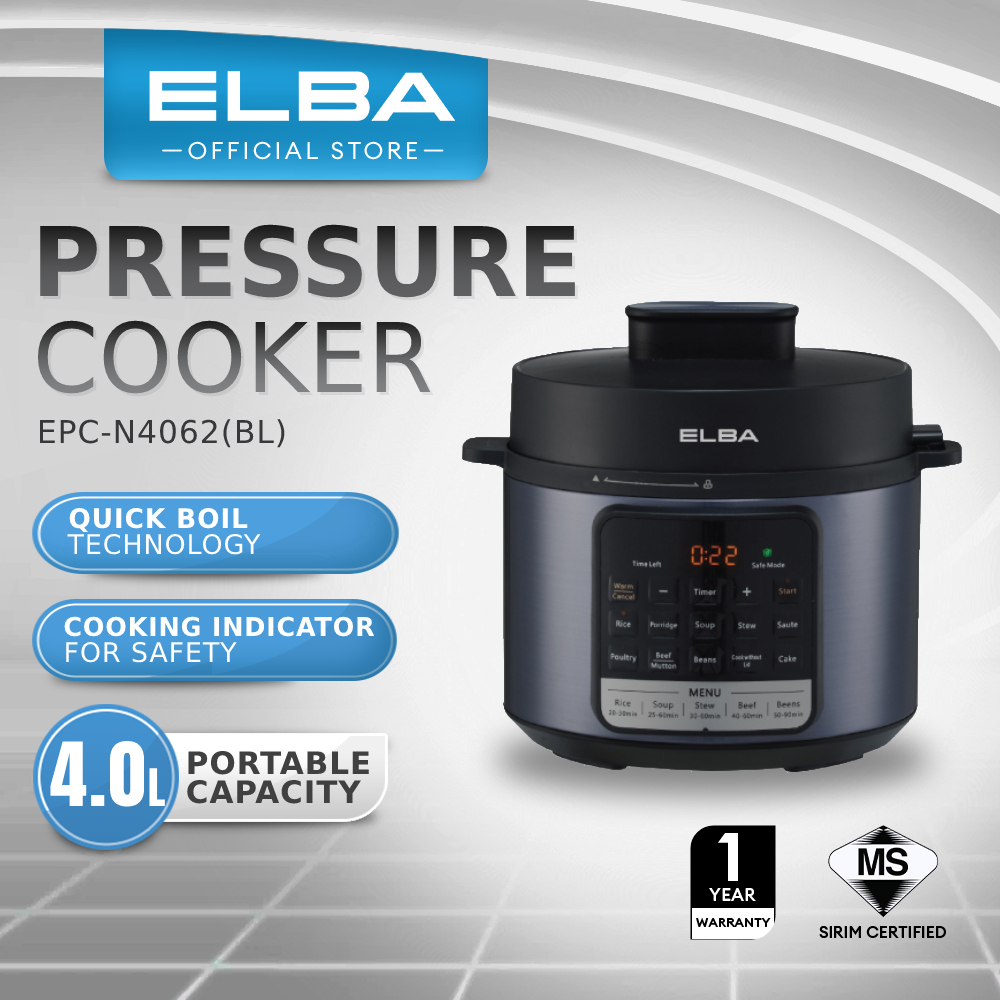 ELBA Electric Pressure Cooker EPC-N4062(BL) - Various Cooking Function ...