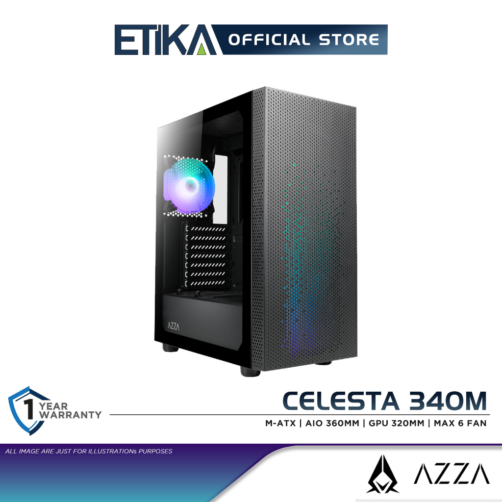 AZZA Celesta 340M | ATX Tempered Glass Mid Tower Gaming Casing | Front ...