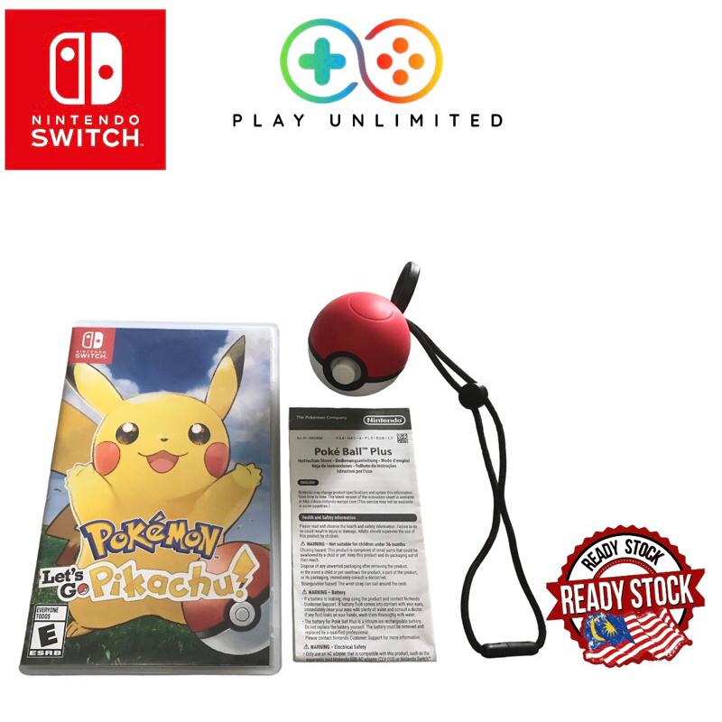 Nintendo Switch Pokemon Let's Go! Pikachu Monster Ball Plus Set - Used ...