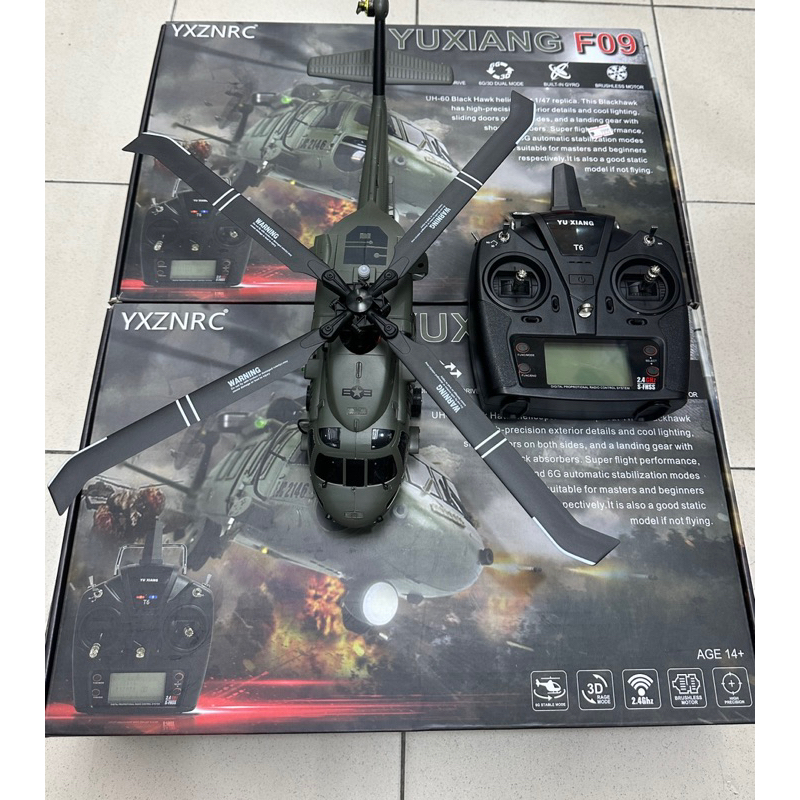 F09 RC Helicopter 1:47 Scale UH60 Black Hawk 6CH 3D With Transmitter ...