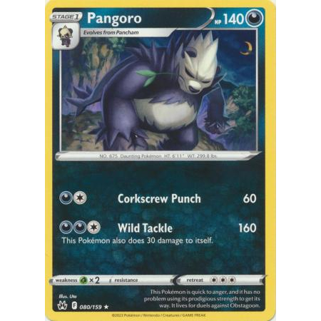 Pangoro / 080/159 / Rare / Crown Zenith Pokemon Trading Card Game PTCG ...