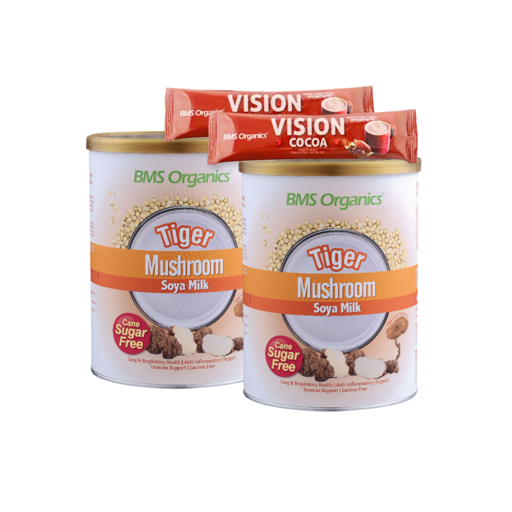 2 Tins BMS Organics-Tiger Mushroom Soya Milk Cane Sugar Free (750g ...