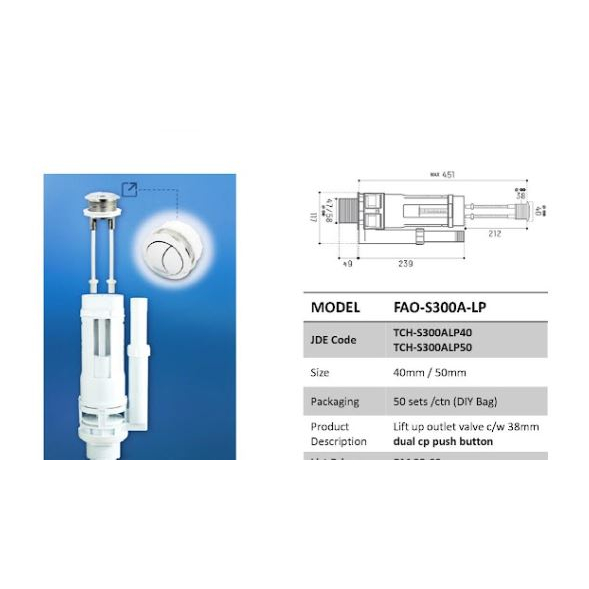 TECHPLAS S300A LIFTUP OUTLET VALVE DUAL FLUSH PUSH TYPE | Shopee Malaysia