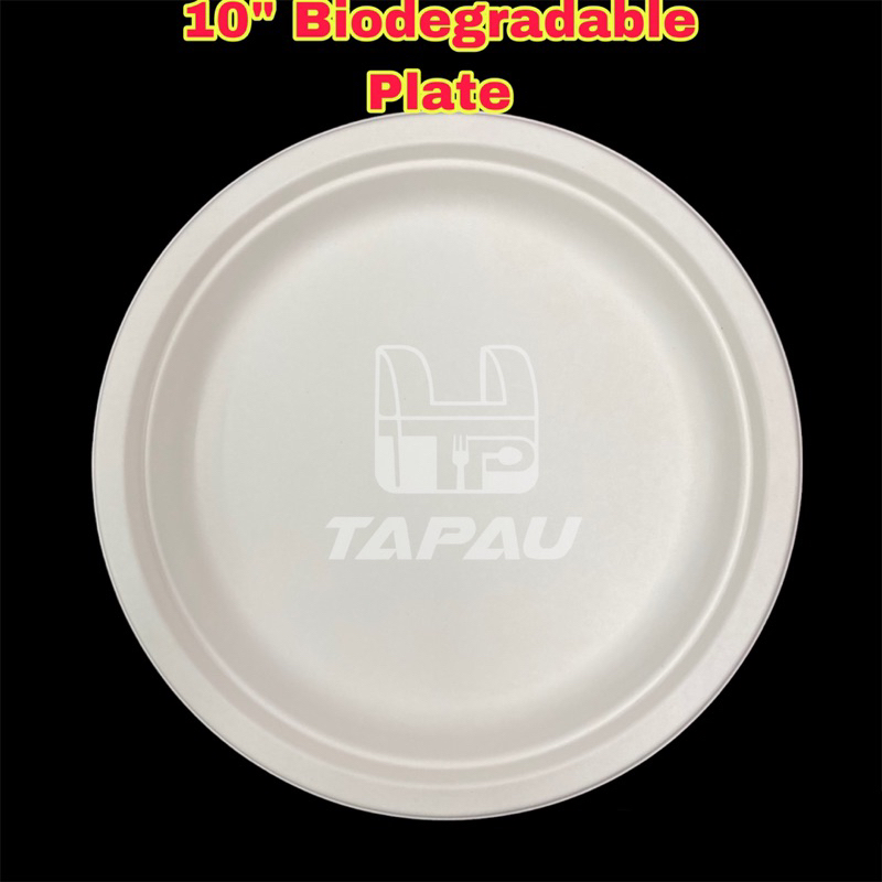TAPAU - 10" Biodegradable Plate / Bio Plate / Sugarcane Plate / Bagasse ...