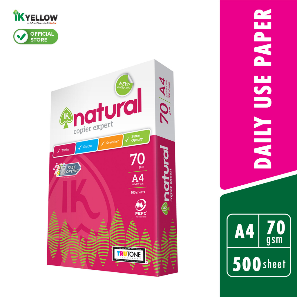 IK Natural - A4 Paper 70gsm 500Sheets White Paper | Shopee Malaysia