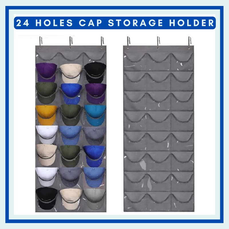 24 Holes Cap Storage Holder Cap Organizer Cap Rack Hanging Cap Storage ...