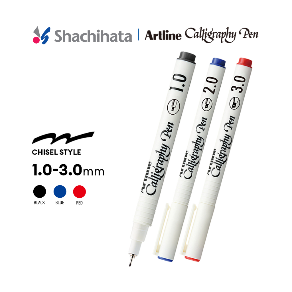 Artline Calligraphy Pen (Chisel Style) 1.0-3.0mm x 3 colours | Shopee ...