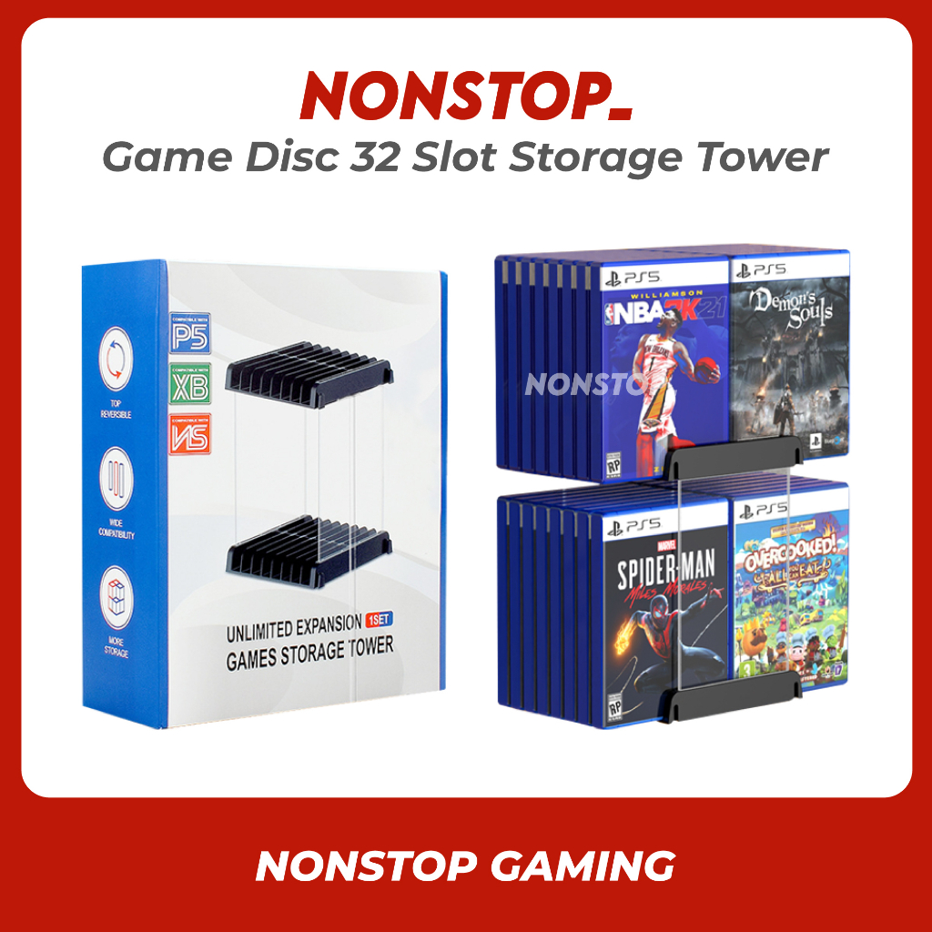 PS5 Game Disc Storage Stand 32 Slot Disc Box Rack PS4 XBOX Switch Game ...