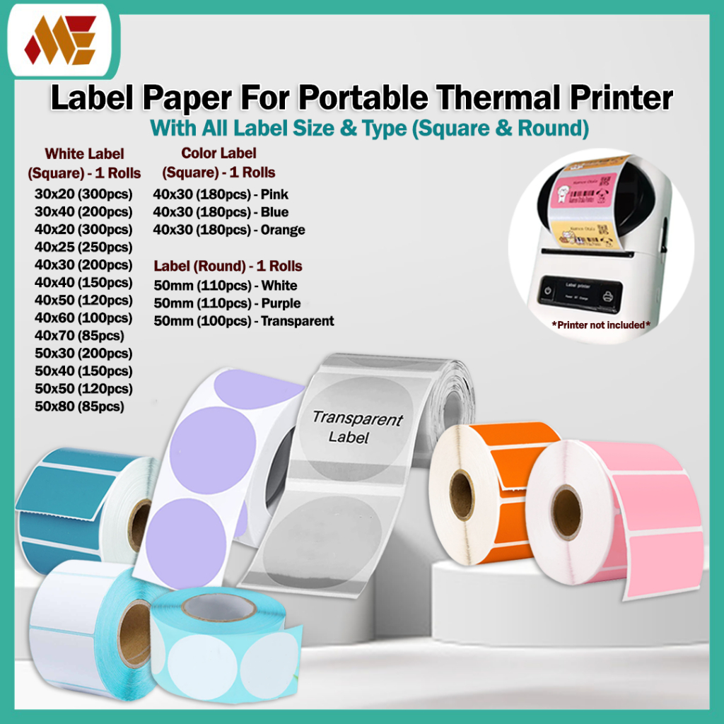 Label & Color Thermal Label Sticker Used for Printer -All Types (Square ...