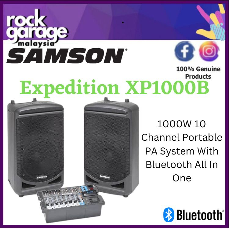 Samson Expedition XP1000B 1000W 10 Channel Portable PA System With ...