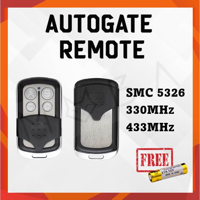 Autogate Remote Control 4-Button SMC5326 330MHz 433MHz Dial Code Type无线自动门遥控器 Kunci Pintu ...