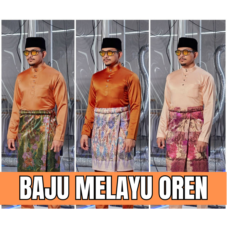 💥 FREE SAMPING 💥 BAJU MELAYU BULAN BINTANG SLIM FIT 2024 (OREN) - BAJU ...