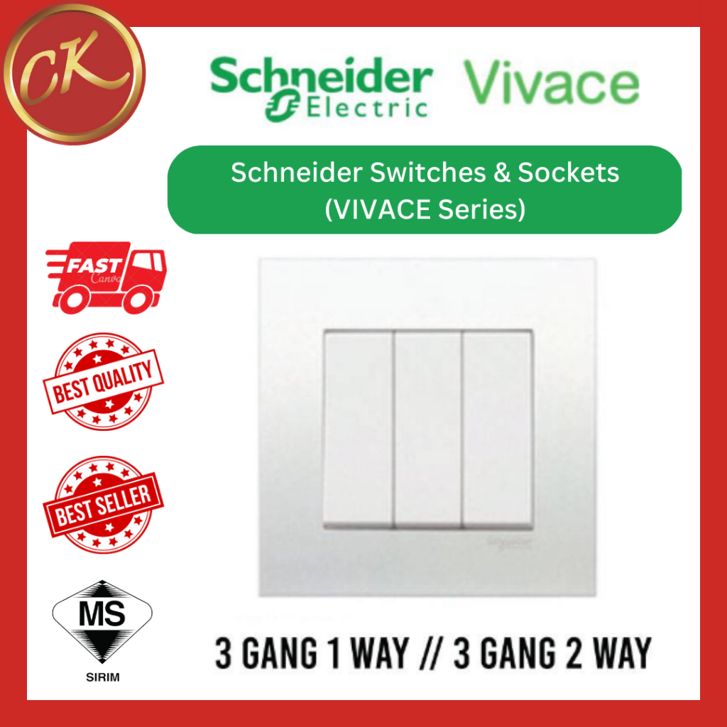 SCHNEIDER ELECTRIC VIVACE 16AX SERIES SWITCHES & SOCKET (WHITE ...