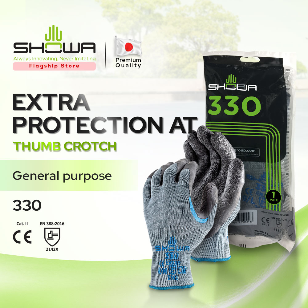 SHOWA 330 General Purpose Latex Palm Coating Gloves - M/L | Shopee Malaysia