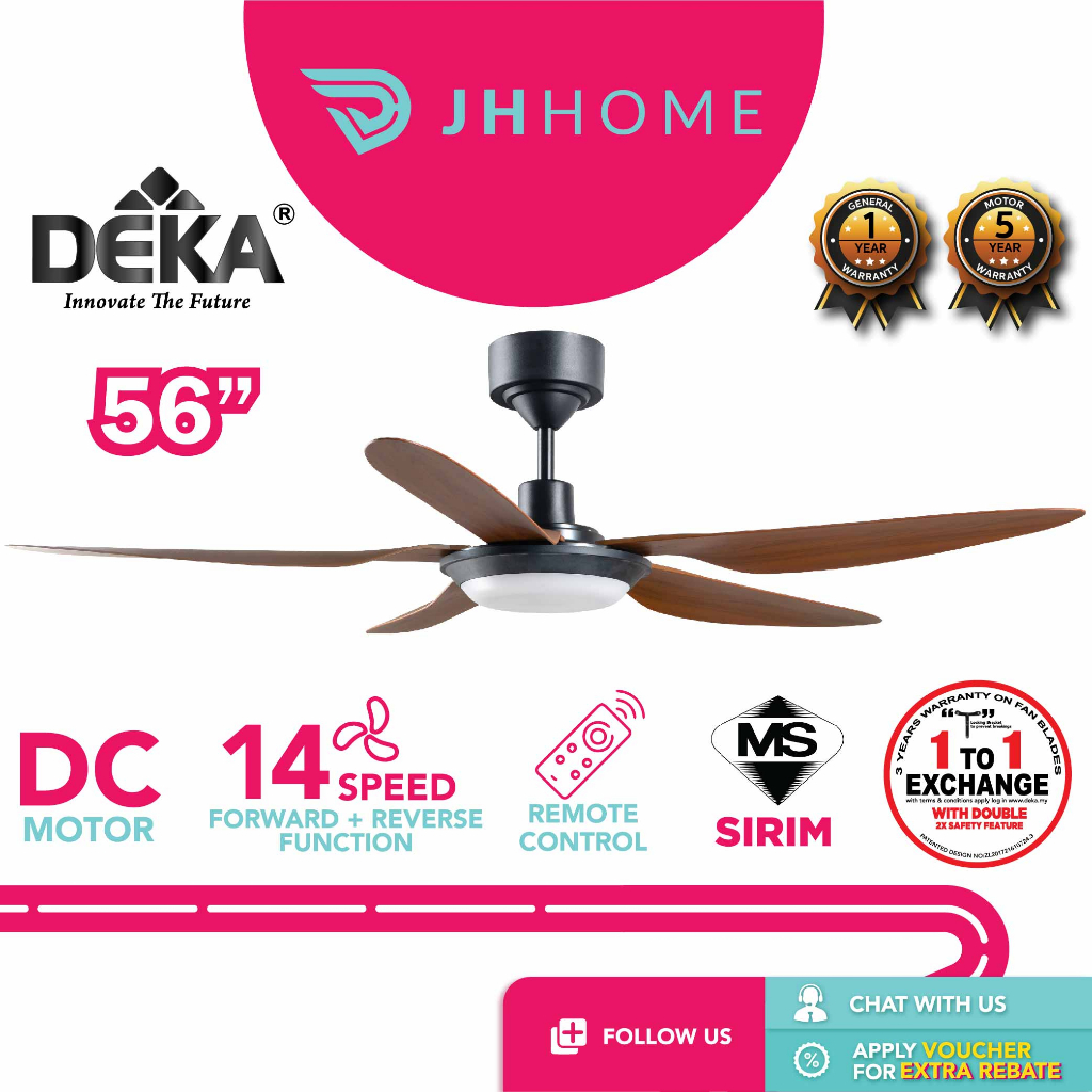Deka Kronos 14 Speeds DC Motor 5 Blades Ceiling Fan (56") F5DC/F5DC L ...