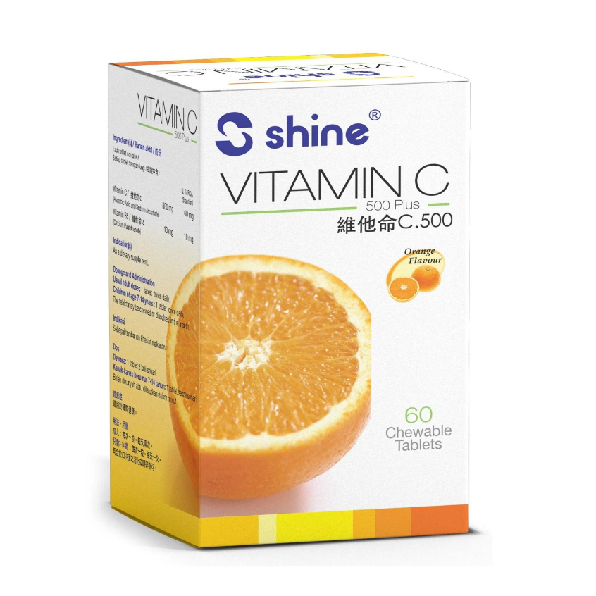 Shine Vitamin C-500 Plus Chewable Tablet - Orange Flavour (60's ...