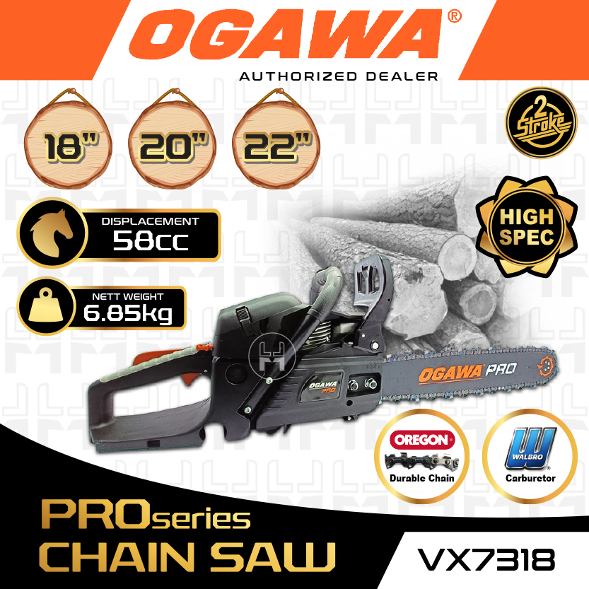 [ 100% Original ]OGAWA PRO VX7318 Gasoline Chain Saw with 18" Guide Bar ...