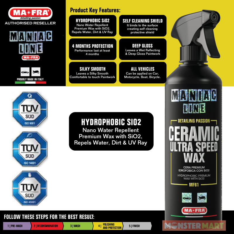 Mafra Maniac Line Ceramic Ultra Speed Wax 500ml (Super Hydrophobic SiO2 ...