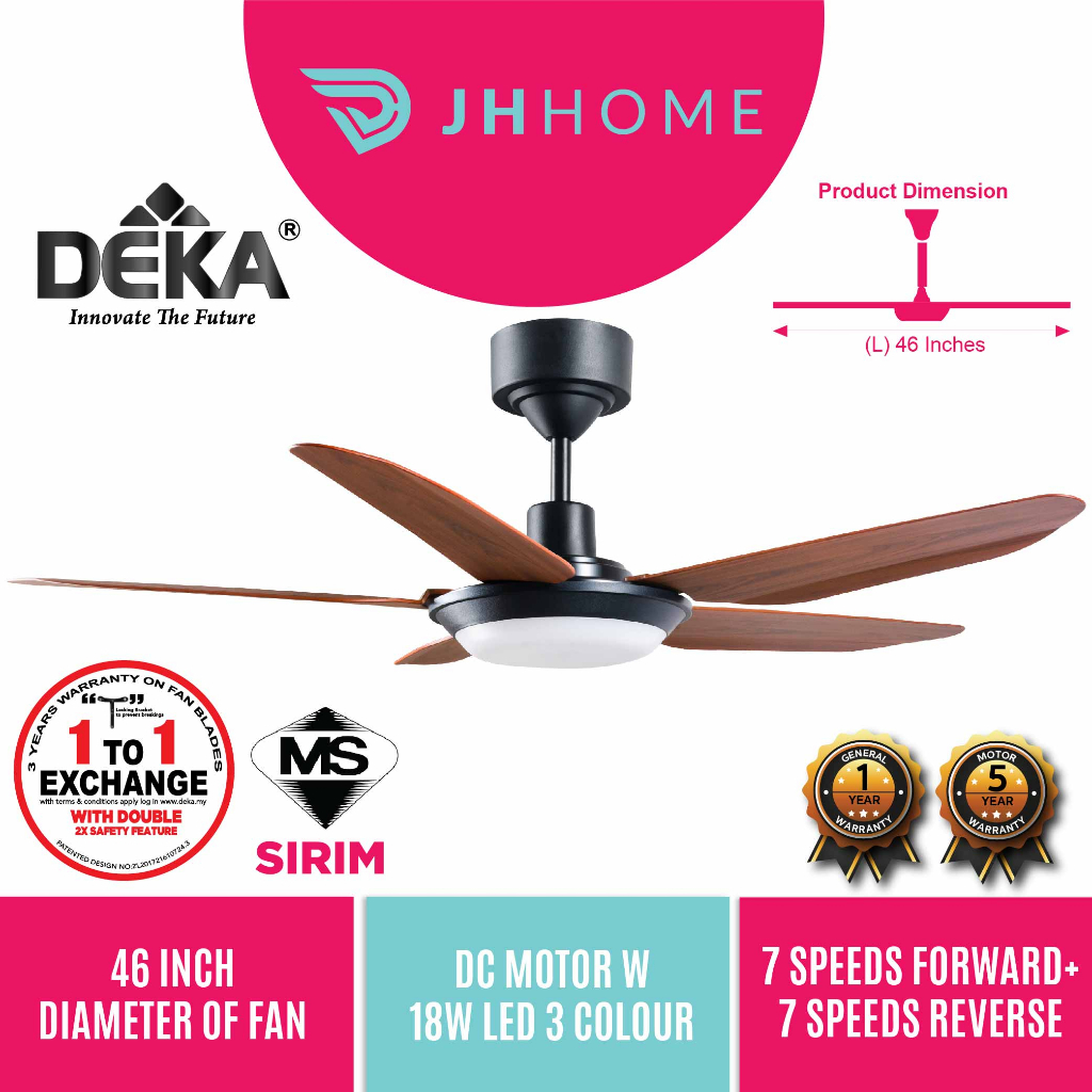 Deka Kronos 46" DC Motor 5 Blades Ceiling Fan F5DC BABY | F5DC BABY L ...