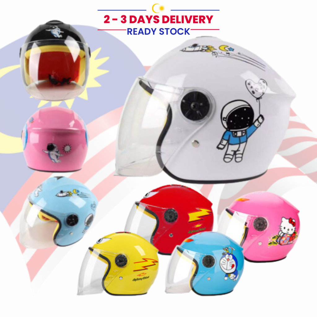 Kids Motorcycle Safety Helmet Half Helmet Topi Keledar Kanak-Kanak ...