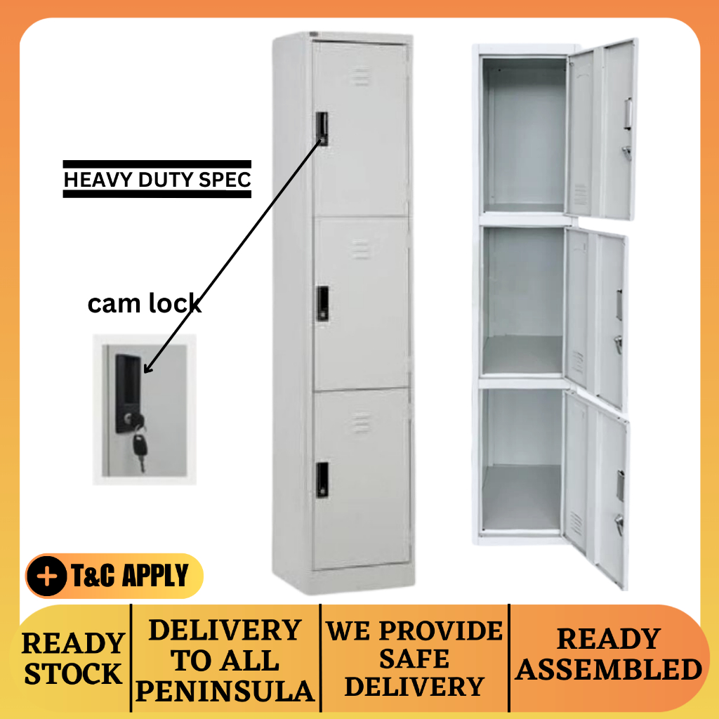 Steel Locker 3 compartment - HEAVY DUTY | Shopee Malaysia