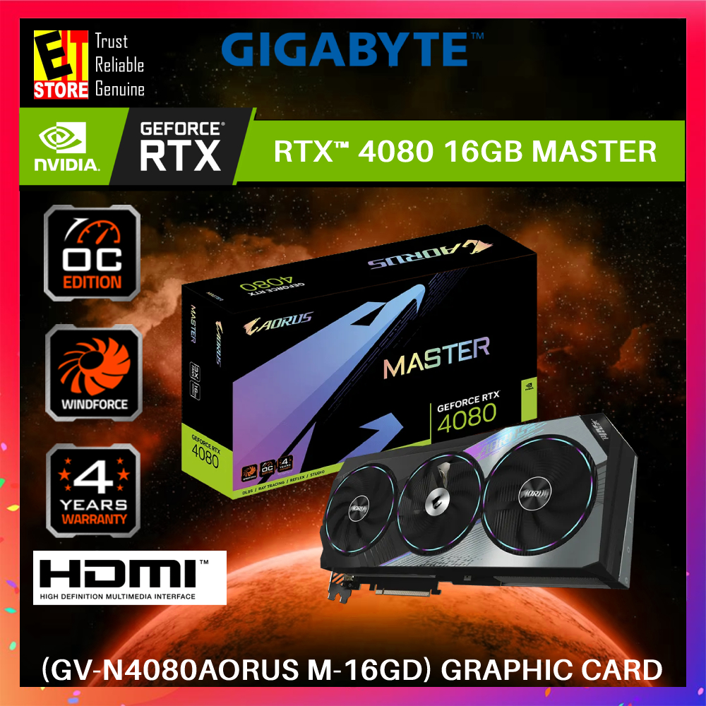 Gigabyte AORUS GeForce RTX™ 4080 16GB MASTER GDDR6X Graphics Cards ( GV-N4080AORUS M-16GD ...