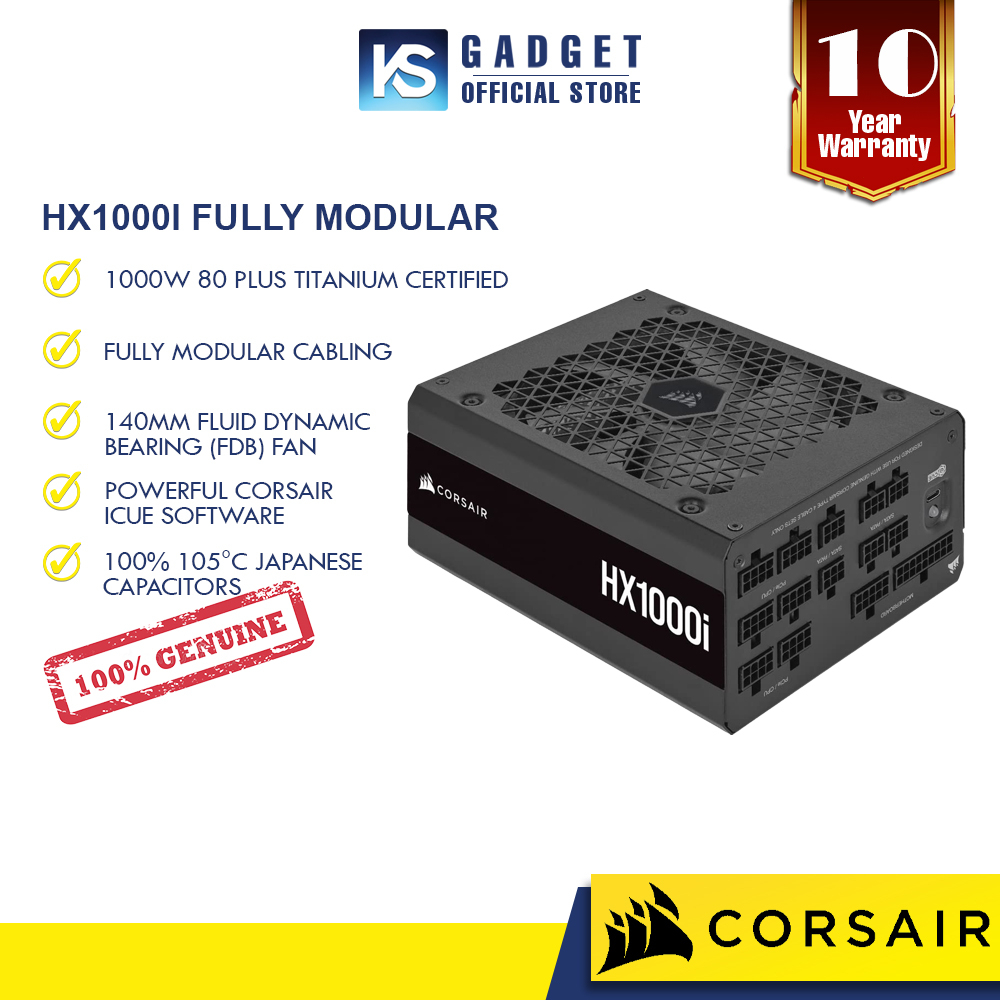 CORSAIR 1000W HX1000i 80+ PLATINUM FULL MODULAR POWER SUPPLY - 10 Years ...