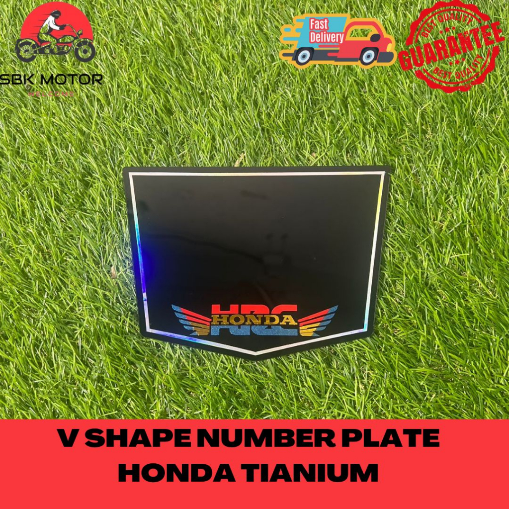 V SHAPE NUMBER PLATE WITH TULISAN LOGO HONDA TITANIUM | Shopee Malaysia