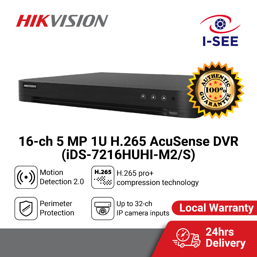 Hikvision 16-ch 5 MP 1U H.265 AcuSense DVR CCTV Digital Video Recorder ...