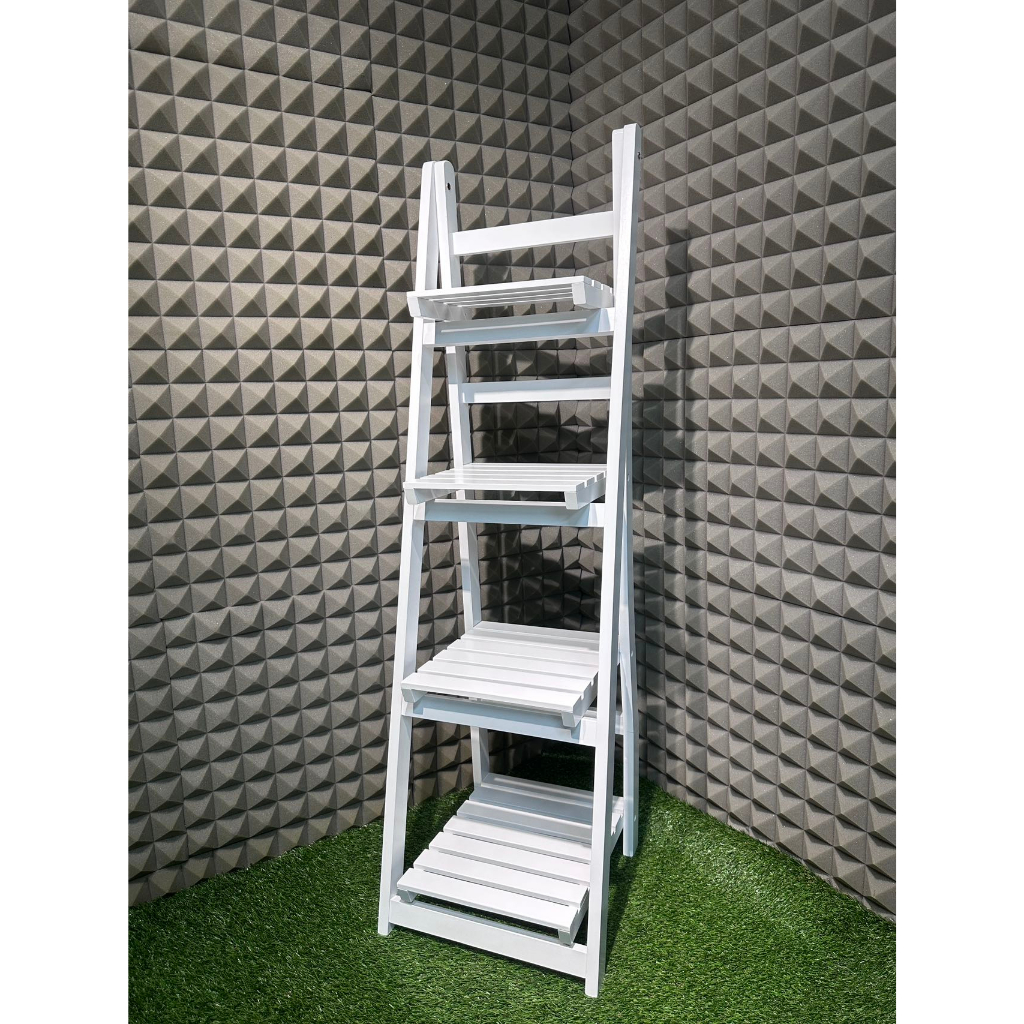 Solid Wood Wall Rack 4-Tier Ladder Bookcase Wooden Rack Shelf Wall ...