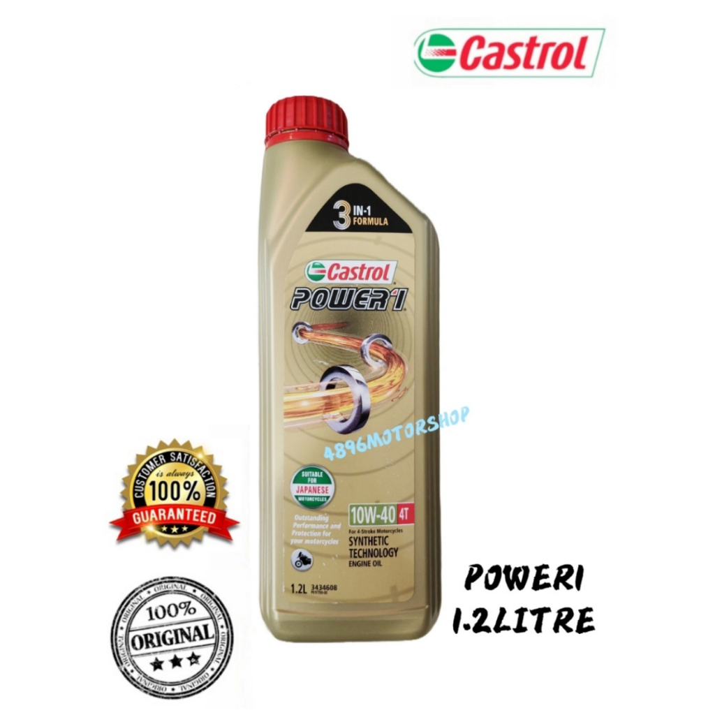 100% ORIGINAL 1.2L 1.2 LITRE CASTROL POWER1 POWER 1 10W-40 SYNTHETIC 4T ...
