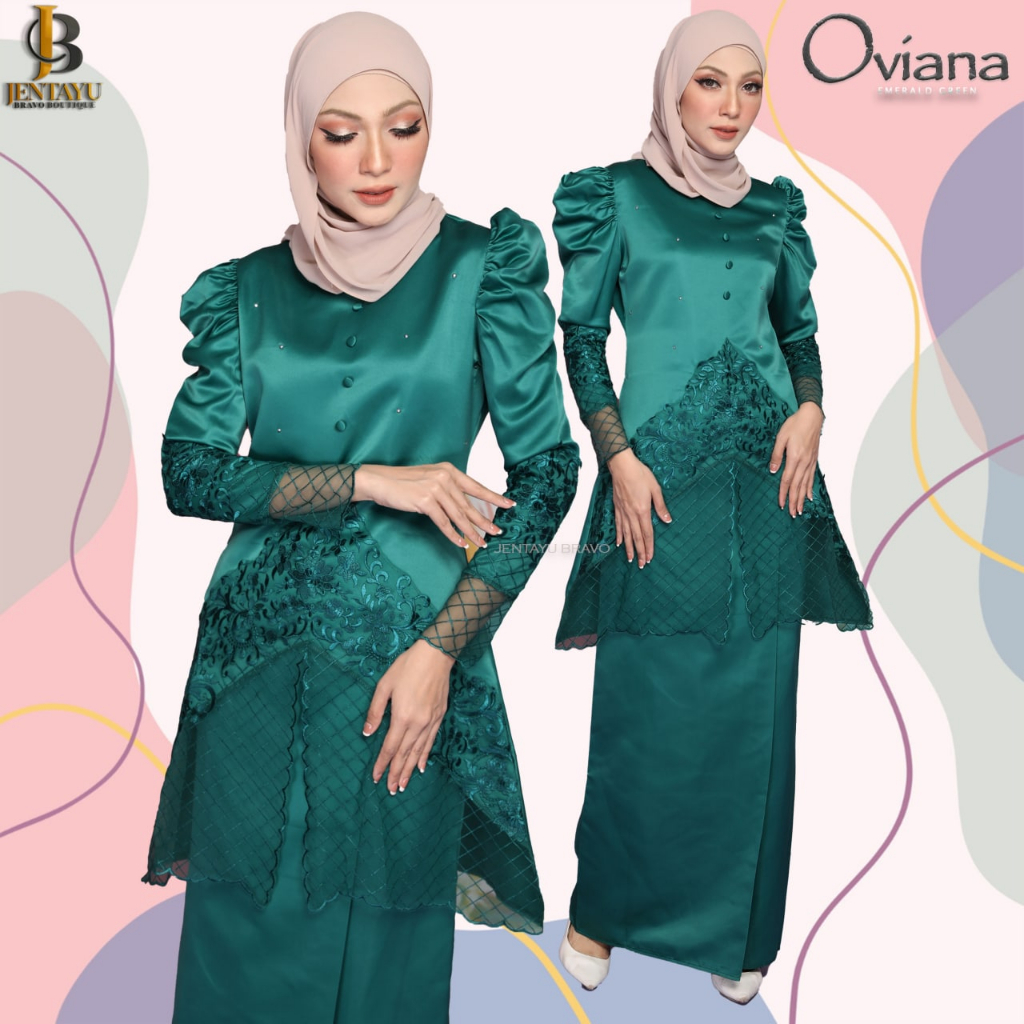 Baju Raya 2023 Oviana Kurung Moden Kurung Puff Kurung Moden Emerald ...