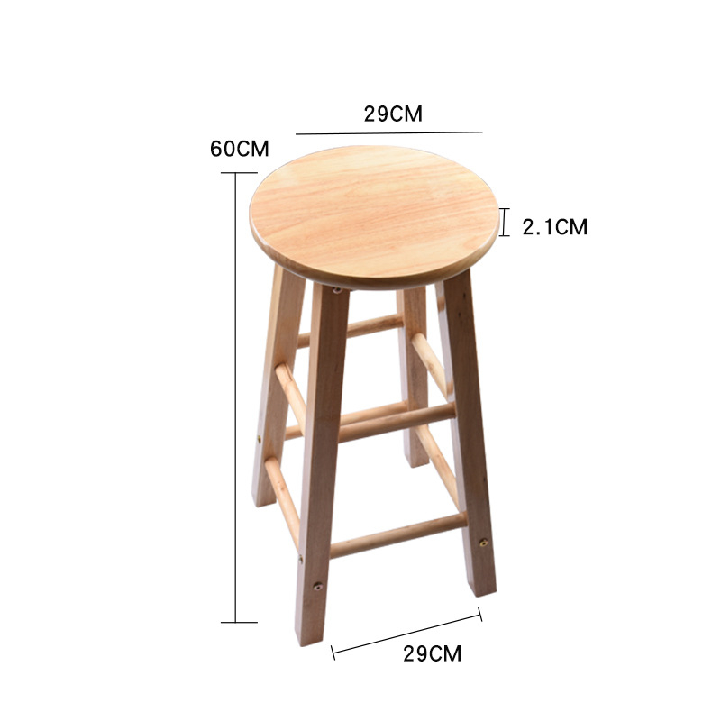 60/70/80cm Full Solid Rubber Wood Bar Stool Chair Wooden Bar Chair High ...