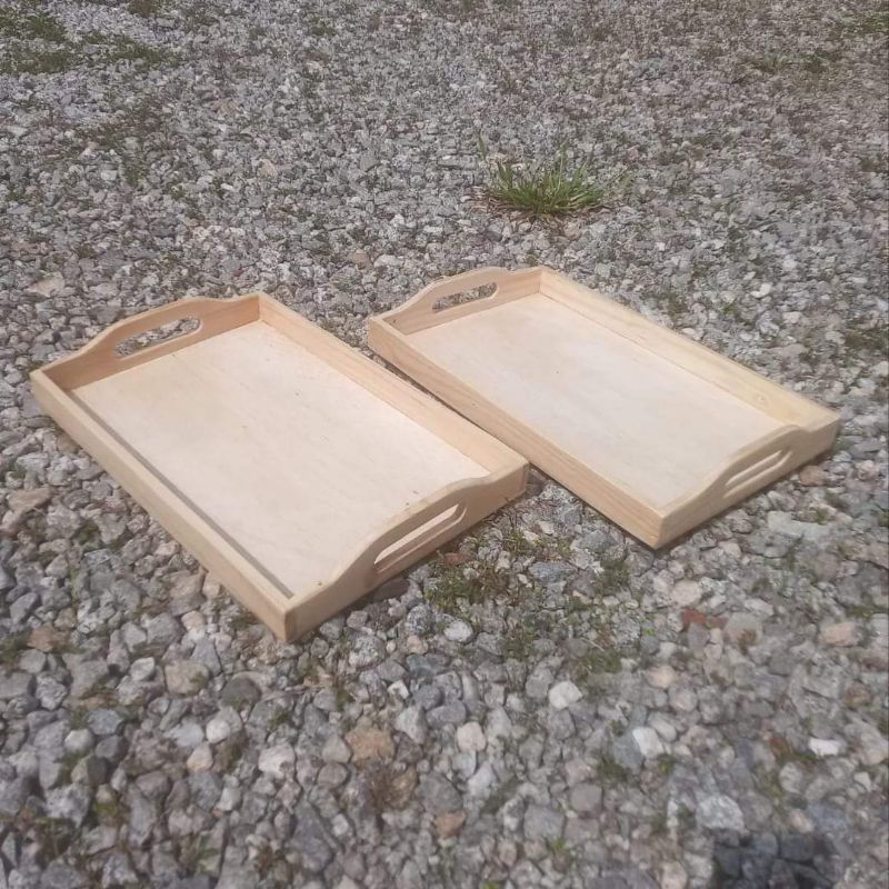 Dulang hidang kayu pine wooden serving tray kitchen organizer | Shopee ...