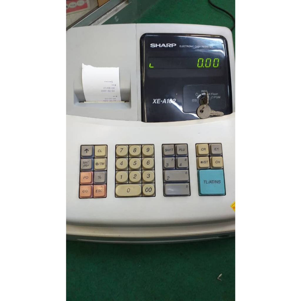 SHARP XE-A102 XEA102 CASH REGISTER MACHINE CASHIER MESIN DRAWER KEY ...