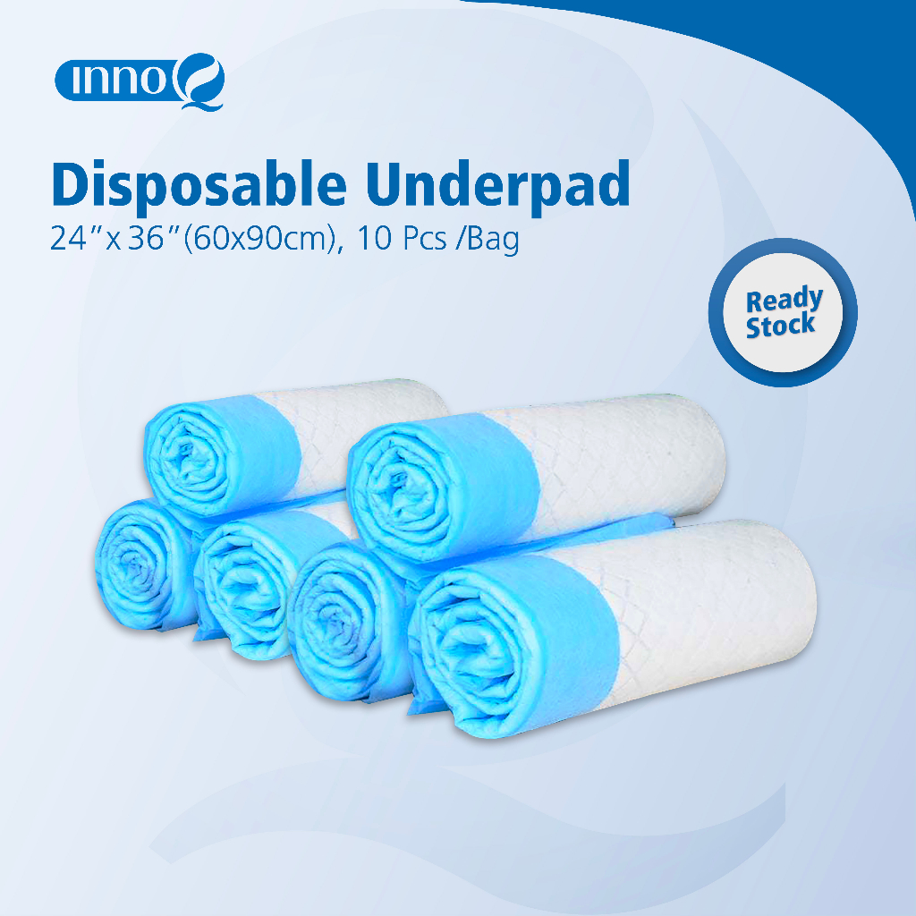 InnoQ Disposable Underpad 6 layer Large 24X36 Non-Woven PE Film ...