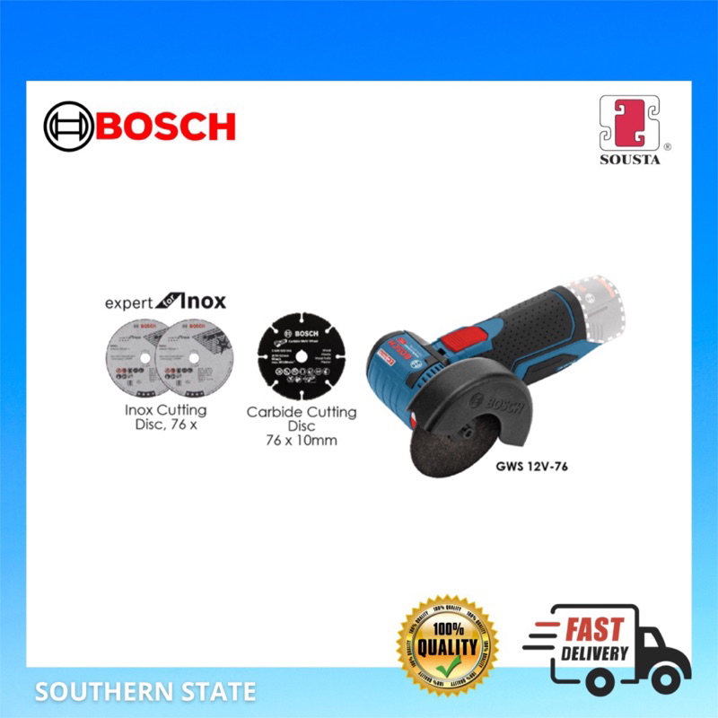 BOSCH GWS 12-76 Professional Brushless Cordless Angle Grinder GBA 2.0Ah ...