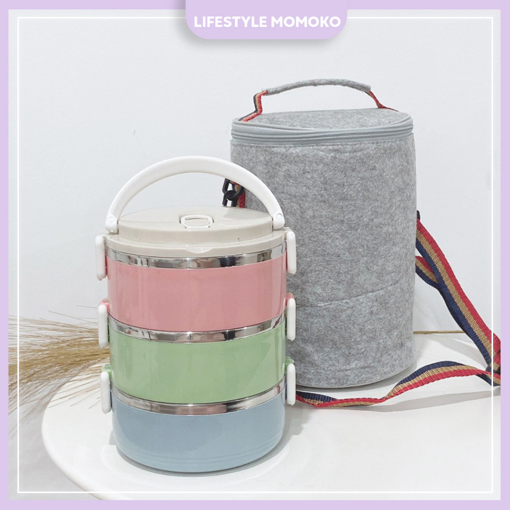 3 & 4 Tiers Lunch Box With Multi-Color Carrier Food Container Food Box ...