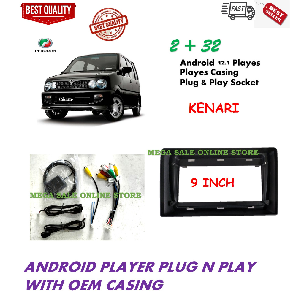 Perodua KENARI android player 9 inch plug n play with OEM casing ...