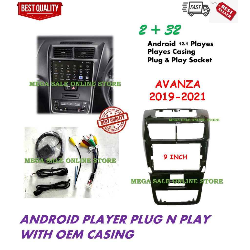TOYOTA AVANZA 2019 9 INCH Android Player PLUG N PLAY WITH OEM CASING ...