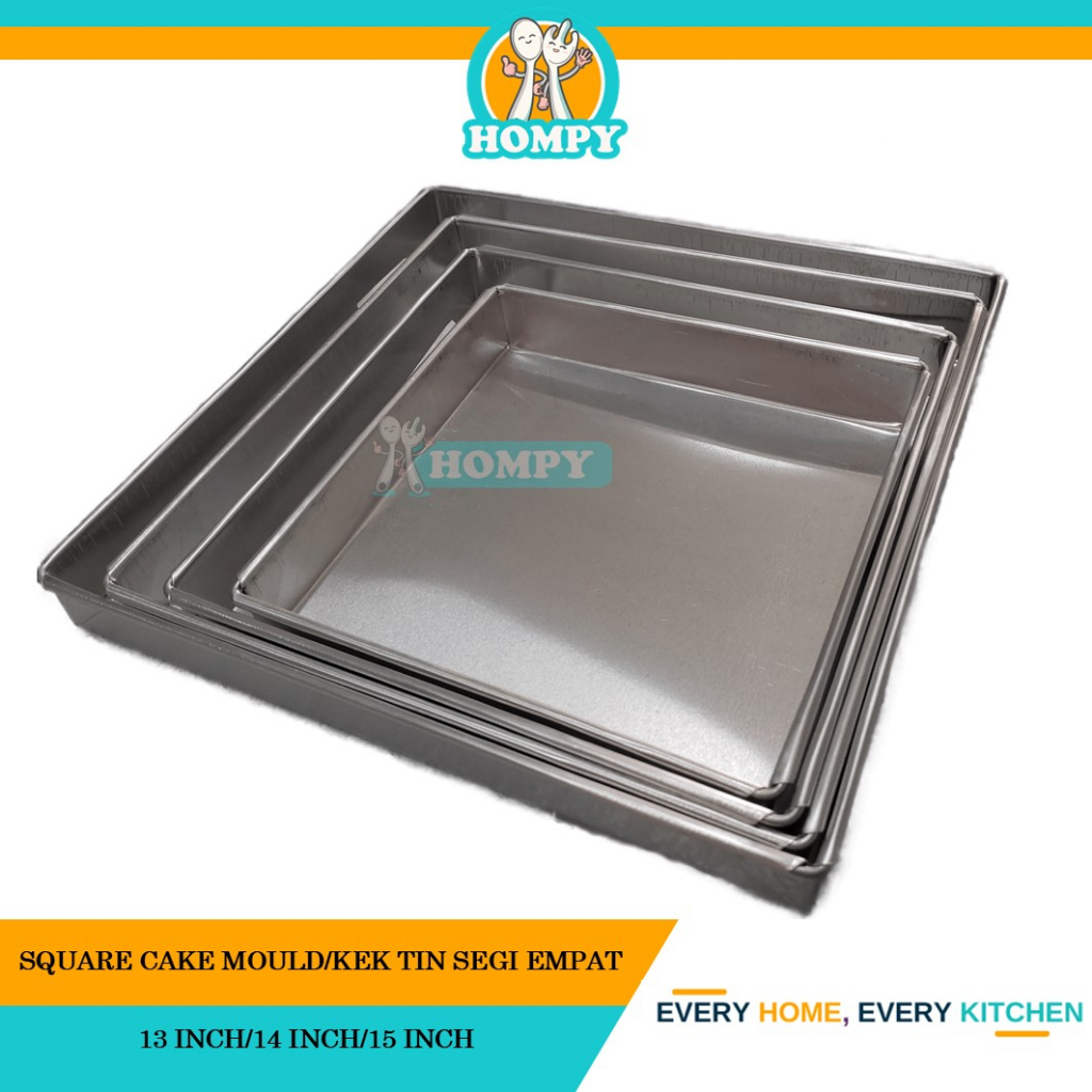 Aluminium Shallow Square Cake Mould 13 / 14 / 15 Inch / Acuan Loyang ...