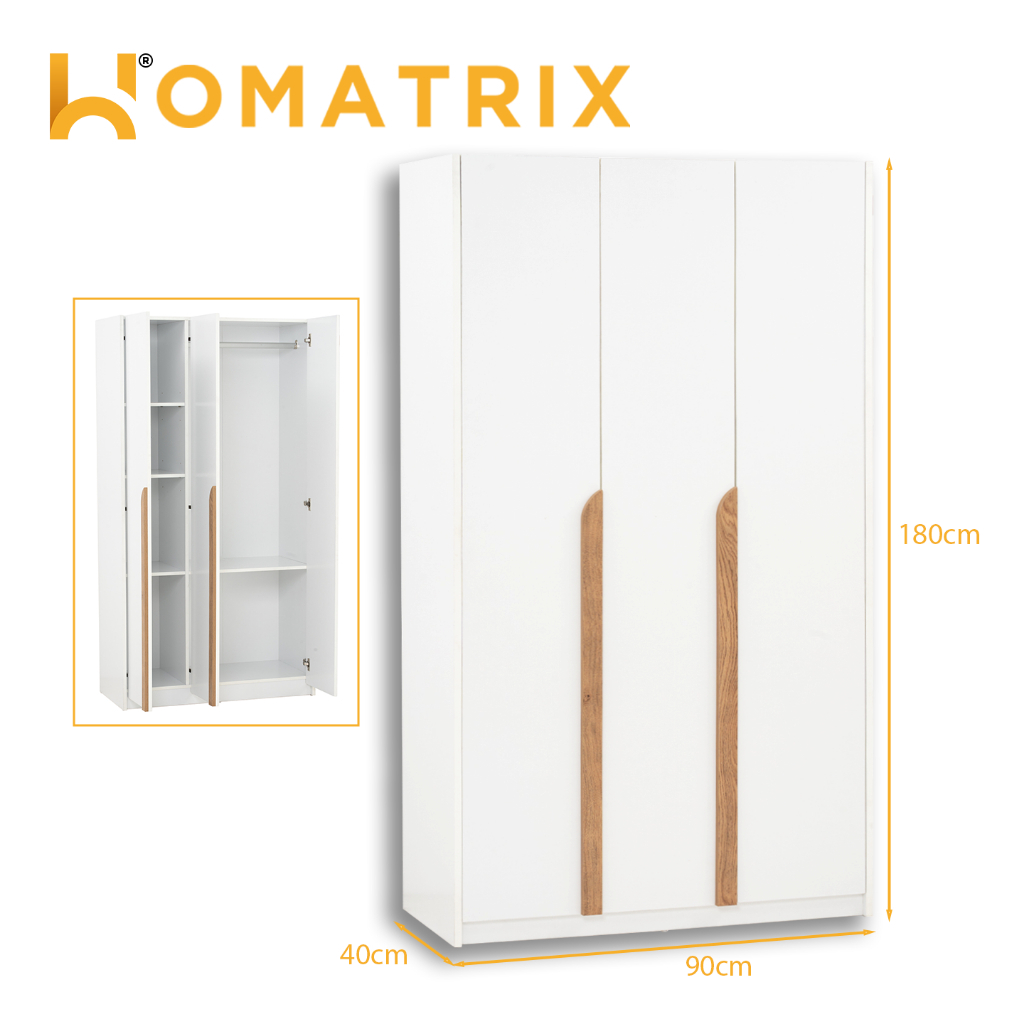 HOMATRIX 2 Door Wardrobe 3 Door Wardrobe Bedroom Cabinet Almari Baju ...