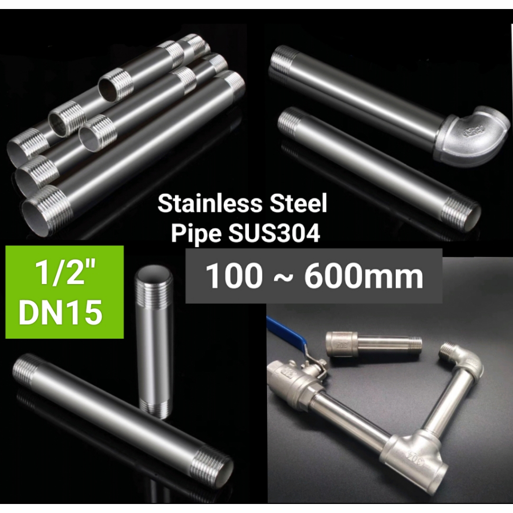 SUS304 Stainless steel Pipe Dn15 1/2''inch Extension Threaded Pipe ...