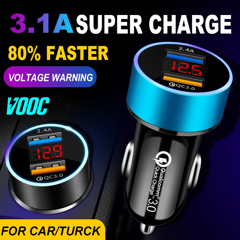 ESSGOO USB Car Charger 5V/3.1A Wireless Bluetooth 5.0 Car Charging Kit Fast Charger Double 2 USB ...