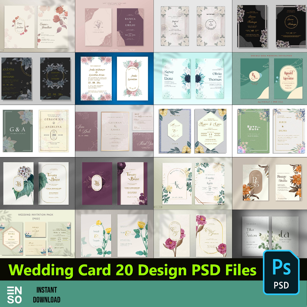 PSD Wedding Invitation Card 20 Design Editable File | Kad Kahwin ...