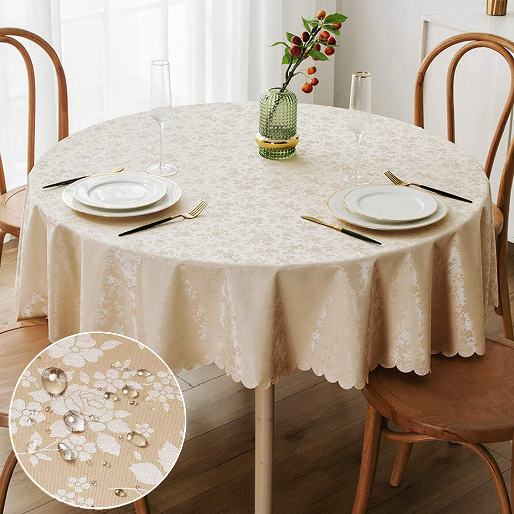 Waterproof Tablecloth, Round Heavy Duty PU Table Cloth, Wipeable Table ...