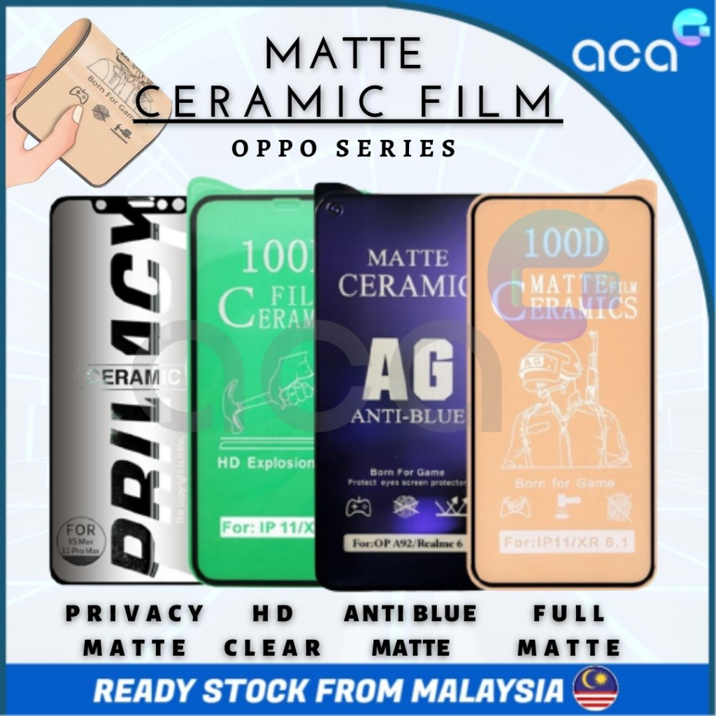 Pelindung Skrin Filem Seramik Privasi Matte Screen Protector Oppo A60 A18 A78 A5 A9 2020 A16K ...