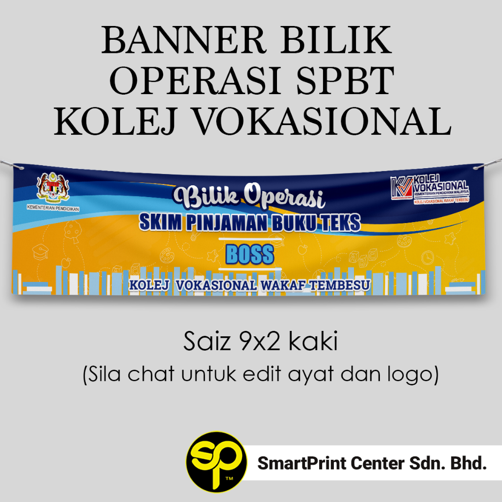 BANNER BILIK OPERASI SPBT KOLEJ VOKASIONAL SAIZ 9X2 KAKI | Shopee Malaysia