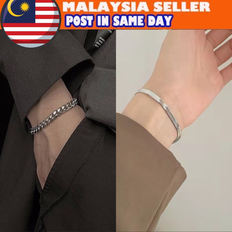 Bracelet Stainless Steel Silver For Men Women unisex Gelang Silver ...
